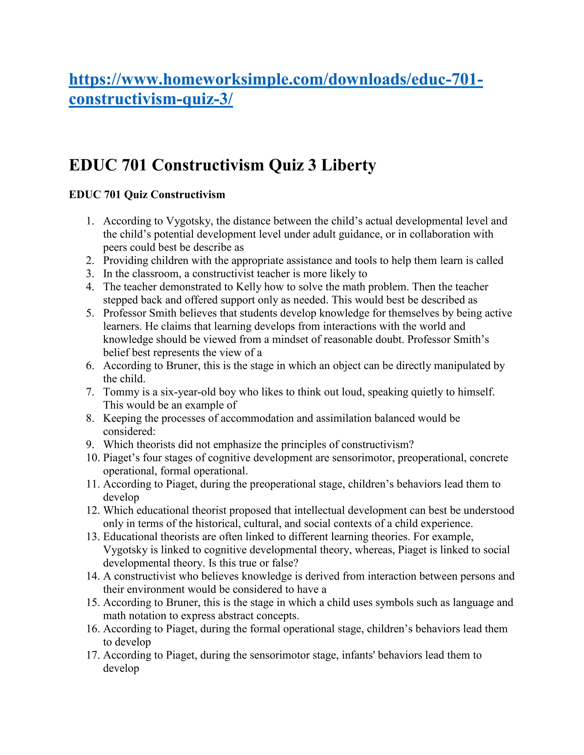 EDUC 701 Constructivism Quiz 3 Liberty.docx