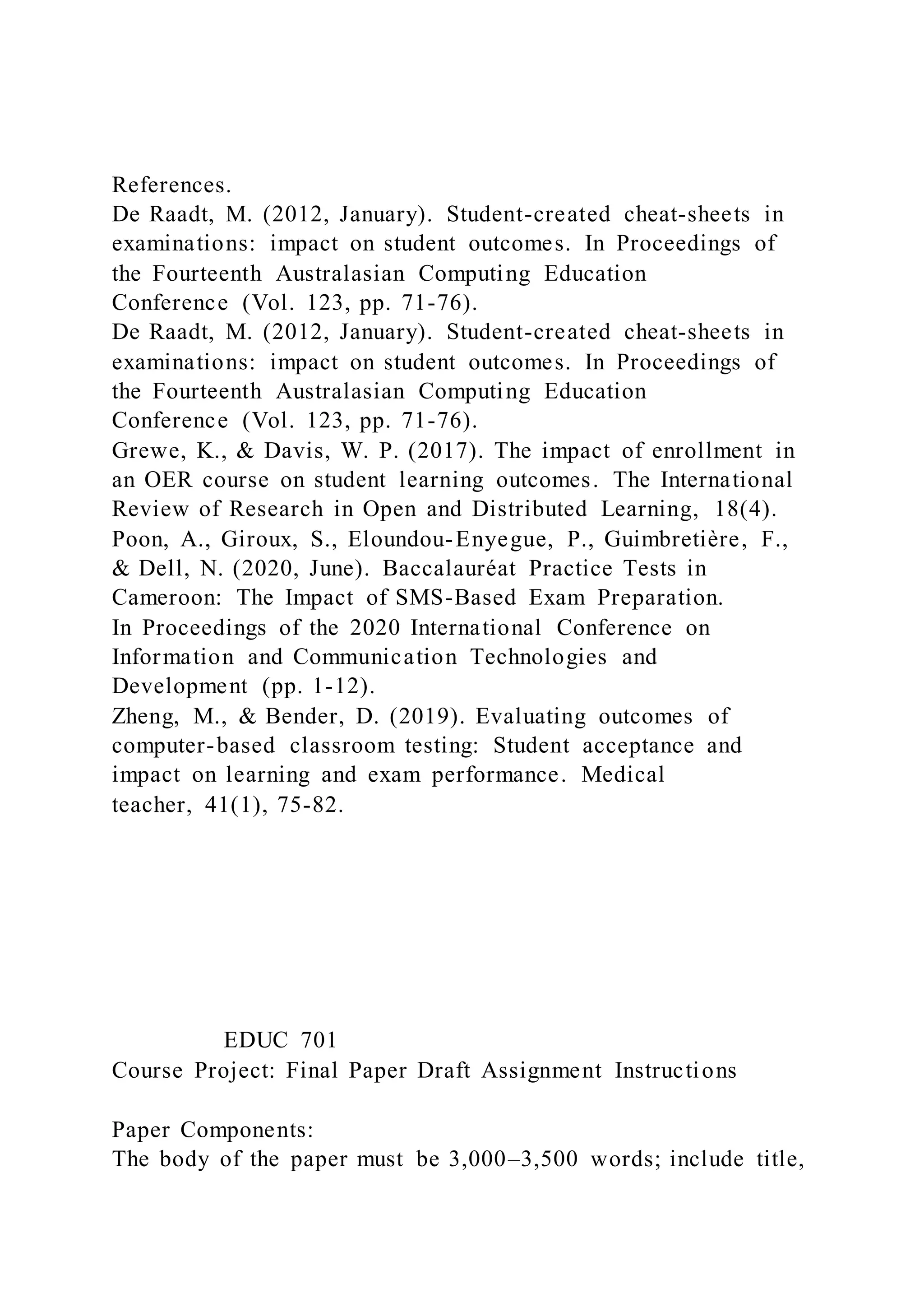 EDUC 701Course Project Final Paper Draft Grading RubricCriter | DOCX