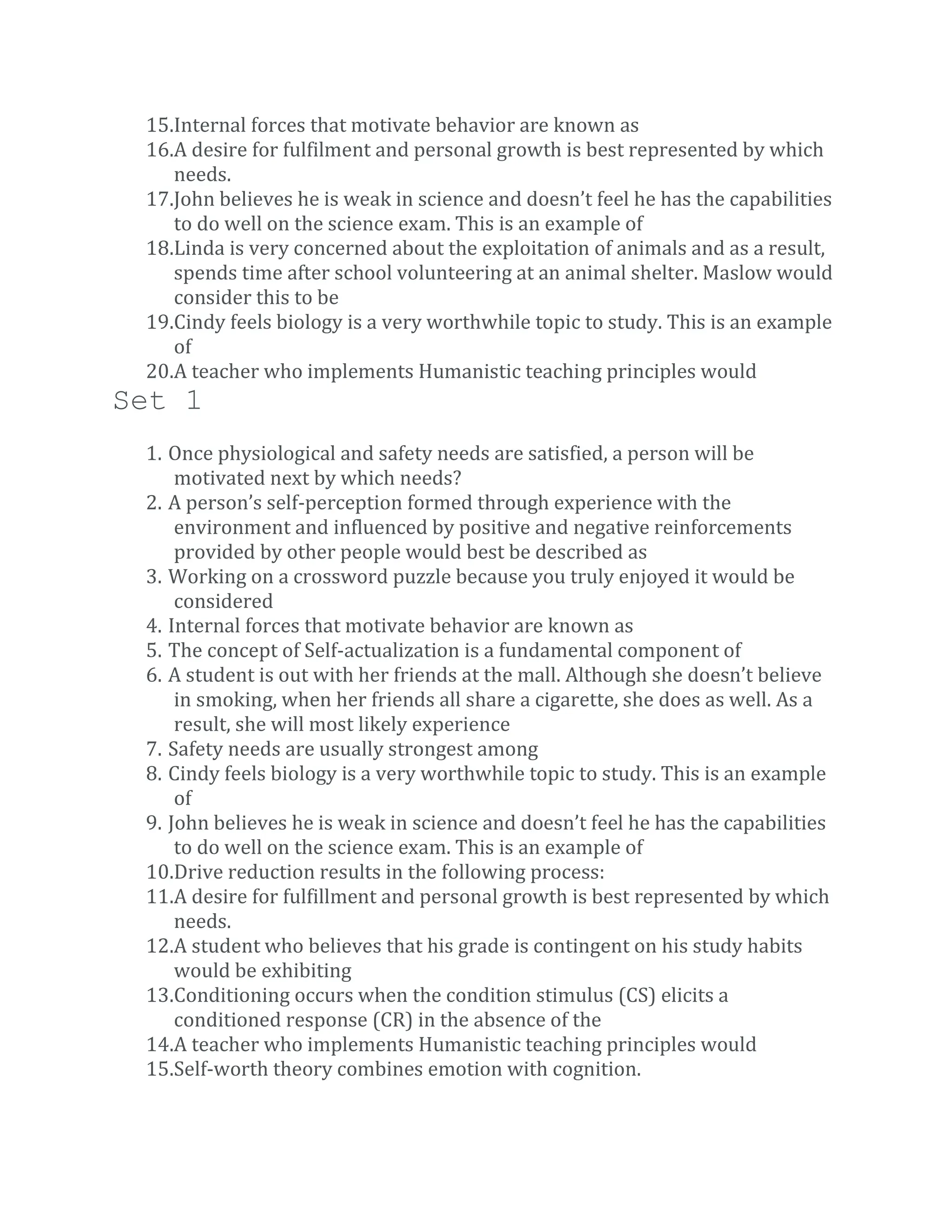 EDUC 701 Motivation Quiz 5 Liberty Homeworksimple | DOCX | Biological ...