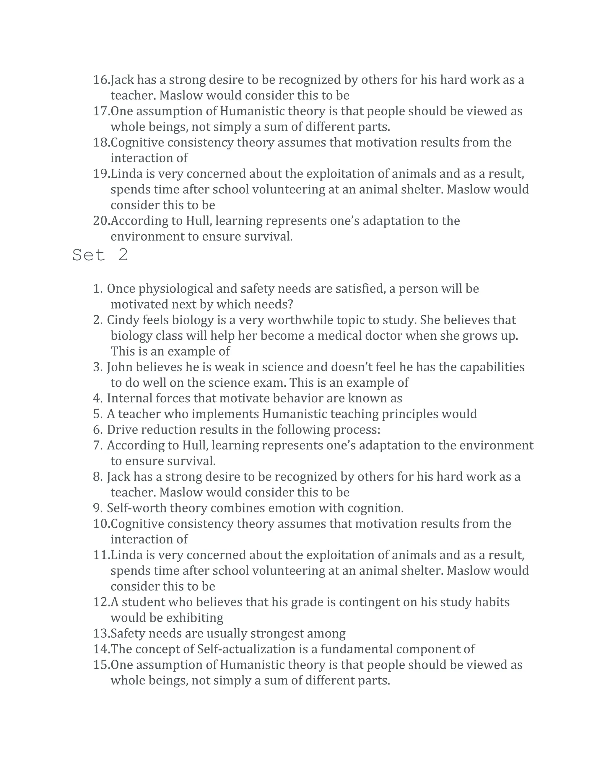 EDUC 701 Motivation Quiz 5 Liberty Homeworksimple | DOCX | Biological ...