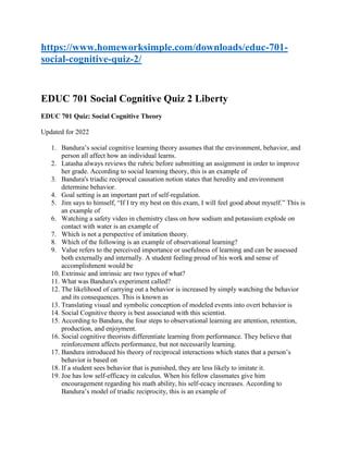 EDUC 701 Social Cognitive Quiz 2 Liberty.docx