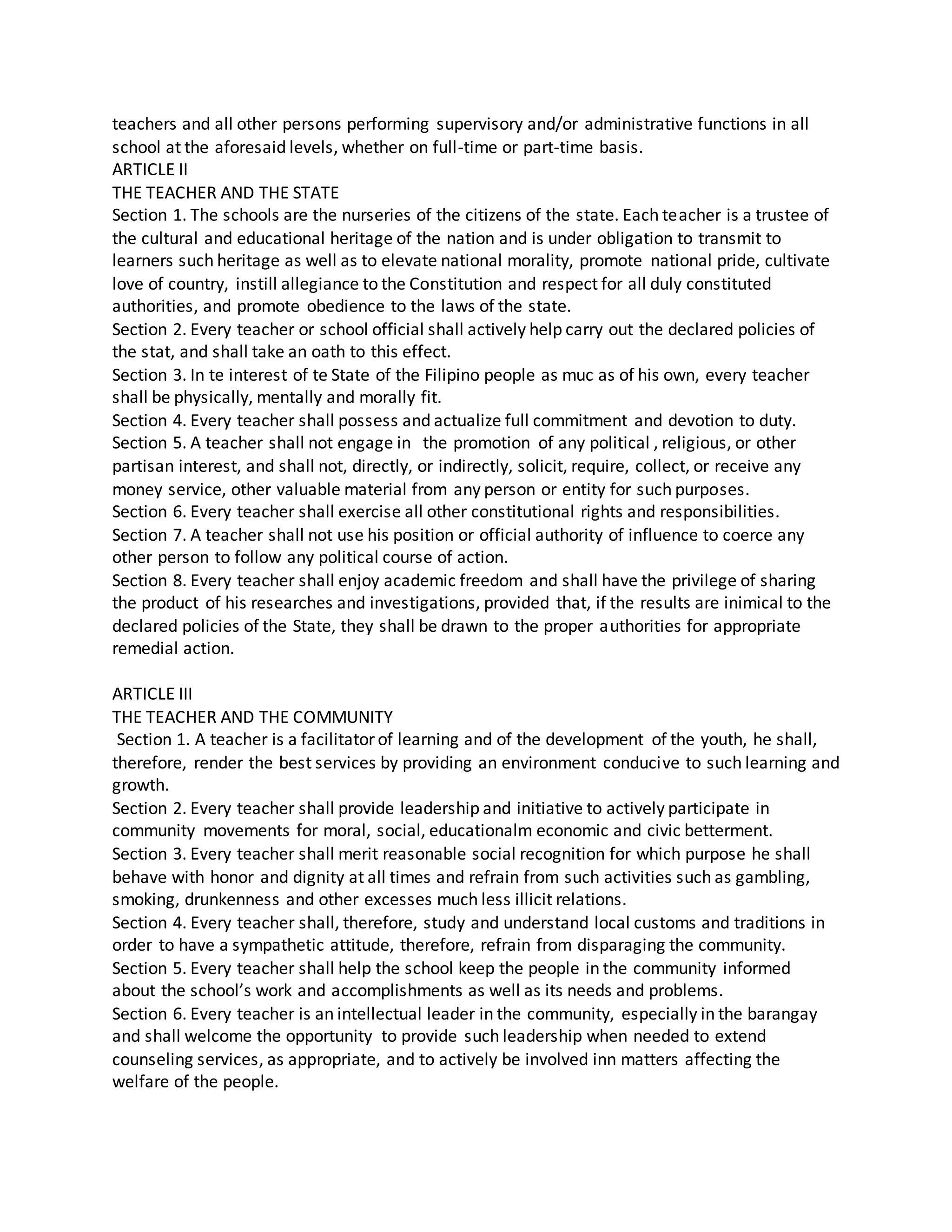 The Code of Ethics for EDUC 7 | DOCX