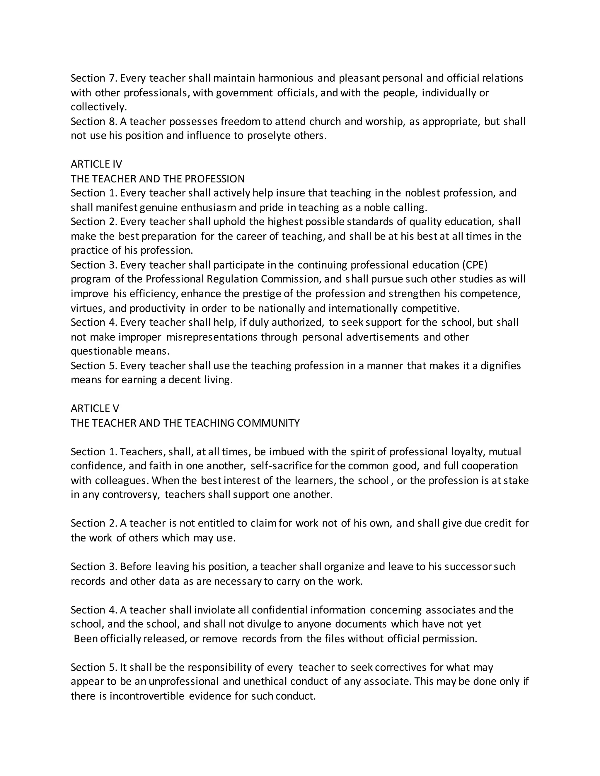 The Code of Ethics for EDUC 7 | DOCX