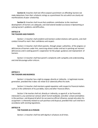 The Code of Ethics for EDUC 7 | DOCX | Professional School ...