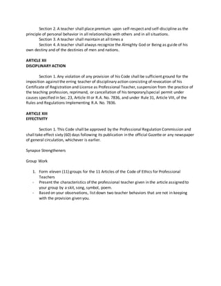 The Code of Ethics for EDUC 7 | DOCX | Professional School ...
