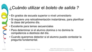 Assessment: boleto de salida | PPTX
