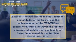 Mother Tongue-Based Multilingual Education in the Philippines | PDF