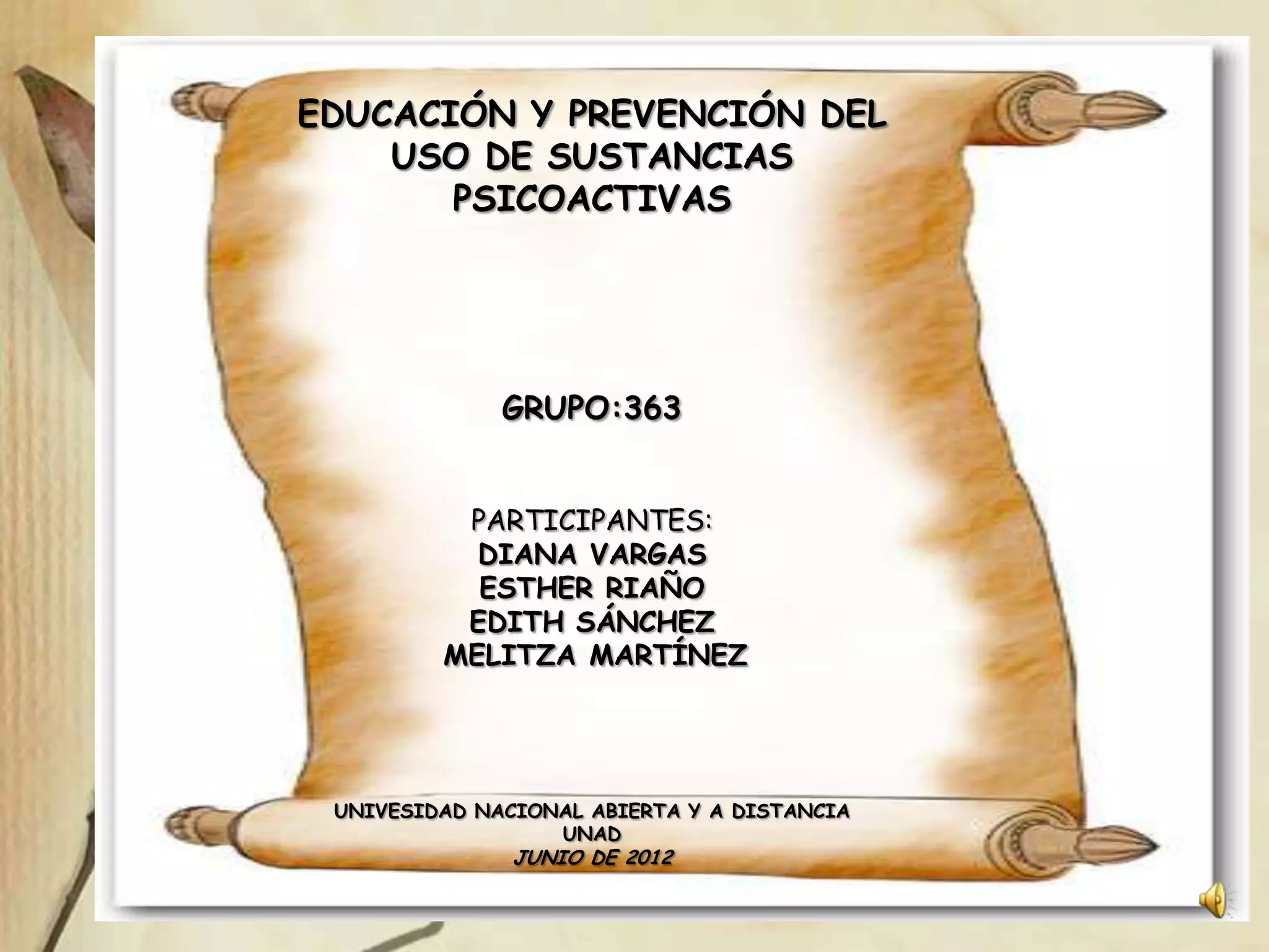 Educación Y Prevención Del Uso De Sustancias Psicoactivas Ppt