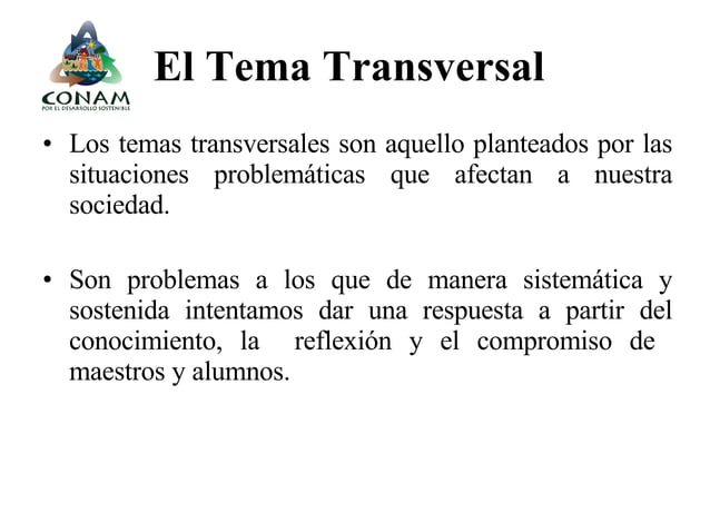 EDUCACION AMBIENTAL TEMA TRANSVERSAL | PPT