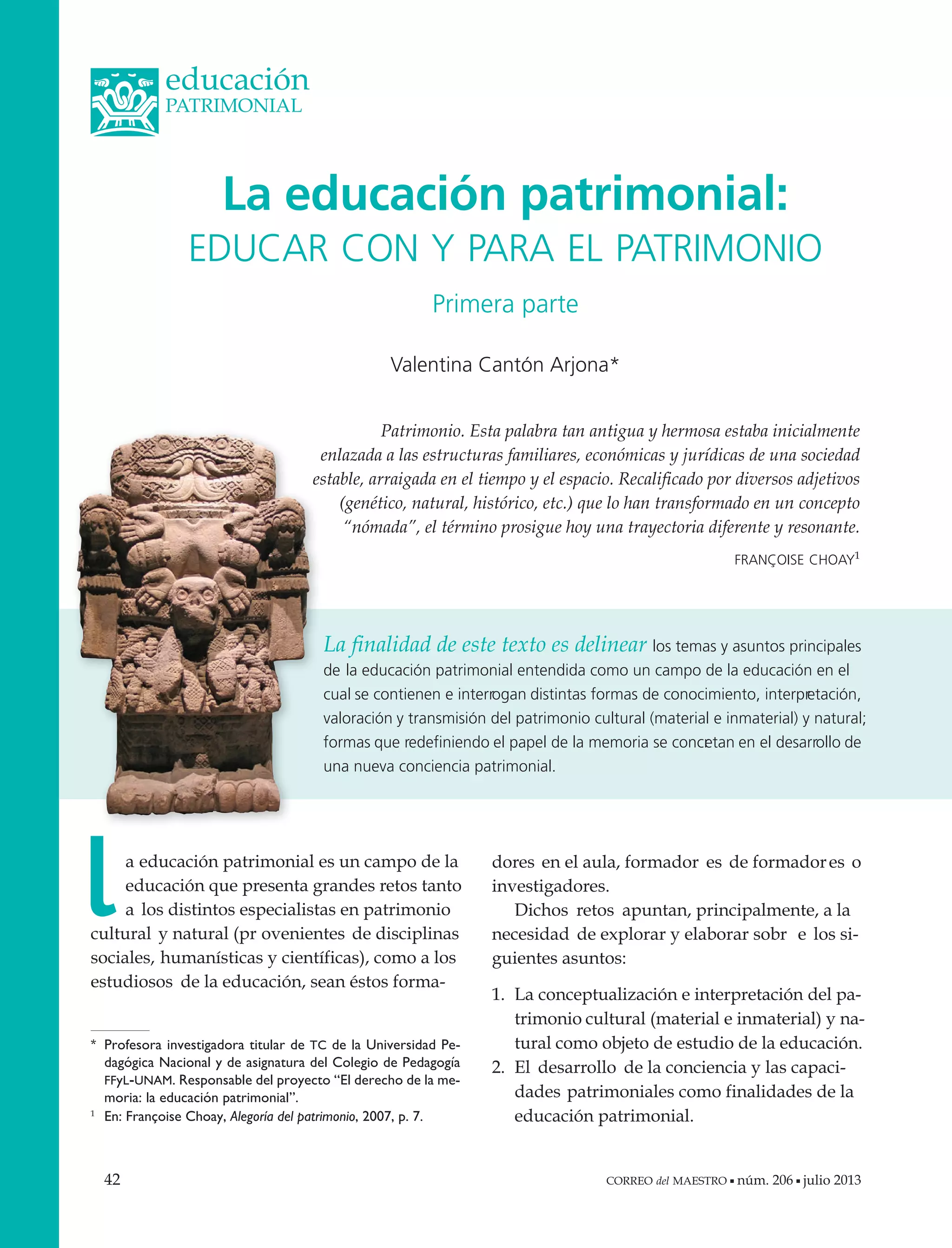 Educación patrimonial. Educar con y para el patrimonio 1a parte | PDF