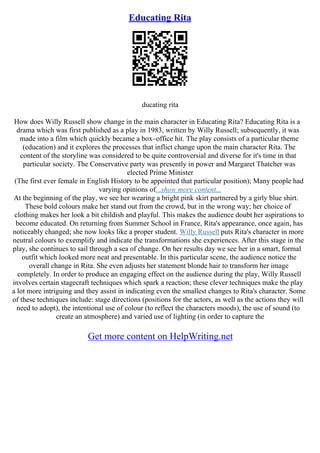 Educating Rita Essay | PDF