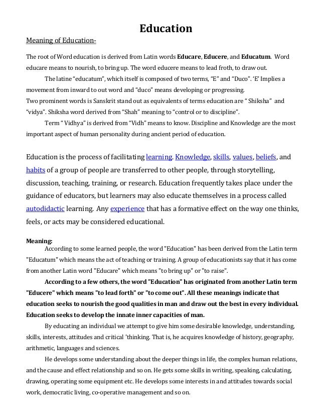 Education Meaning Education Meaning