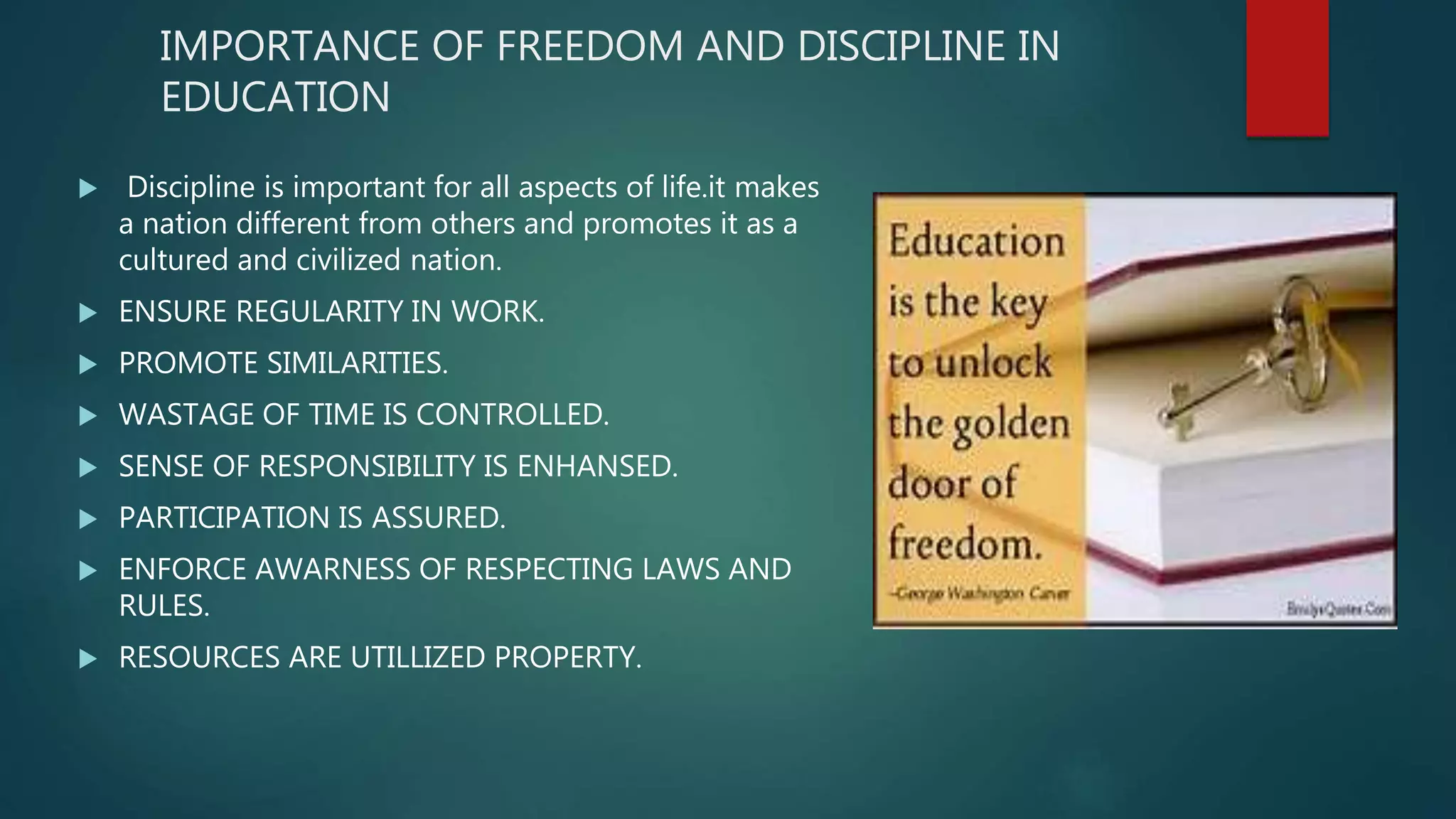 freedom and discipline in education | PPTX