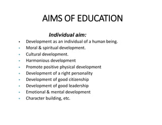 EDUCATION aims philosophy teaching ,,,,,, | PPT