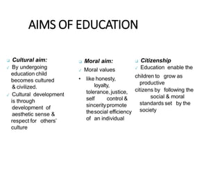 EDUCATION aims philosophy teaching ,,,,,, | PPTX