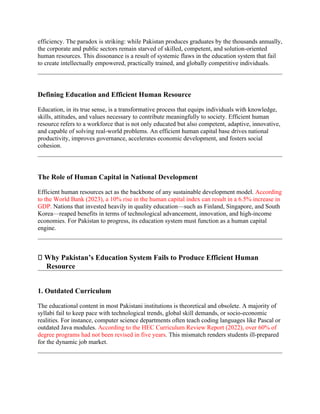 Education System Of Pakistan Hurdles And Way Forward Docx