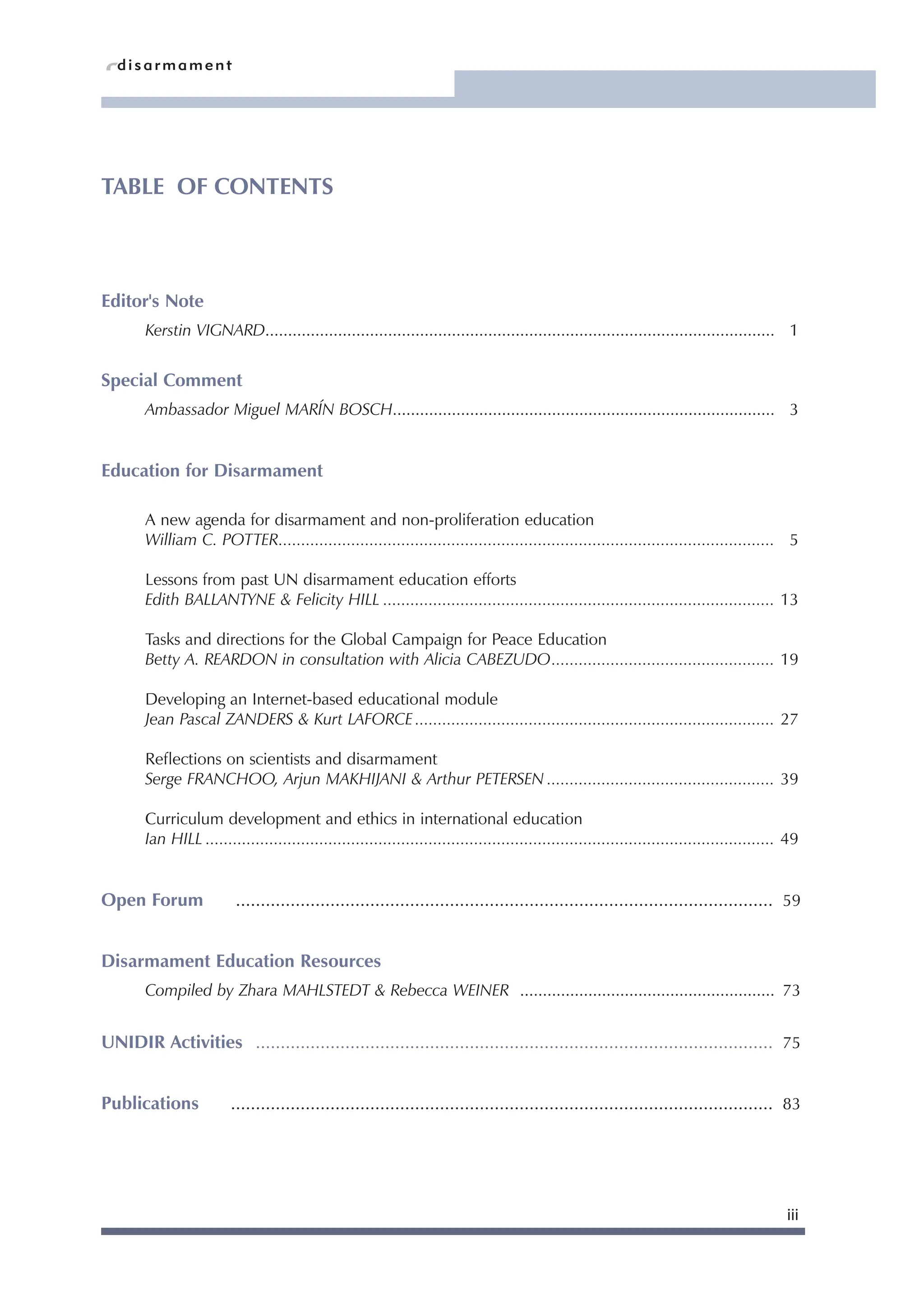 A developmental approach to education for disarmament. | PDF