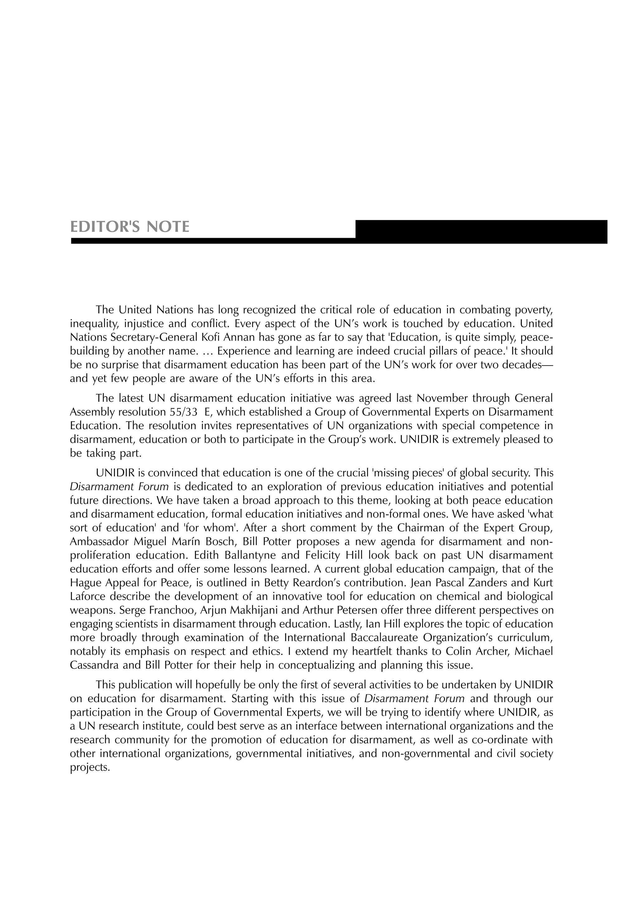 A developmental approach to education for disarmament. | PDF