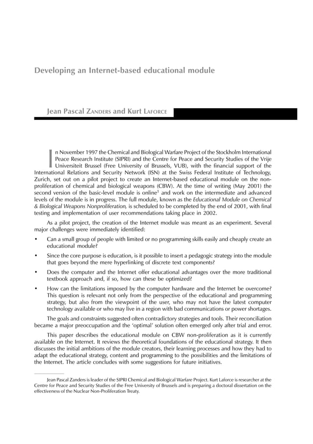 A developmental approach to education for disarmament. | PDF