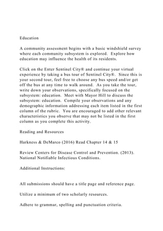 EducationA community assessment begins with a basic windshie.docx