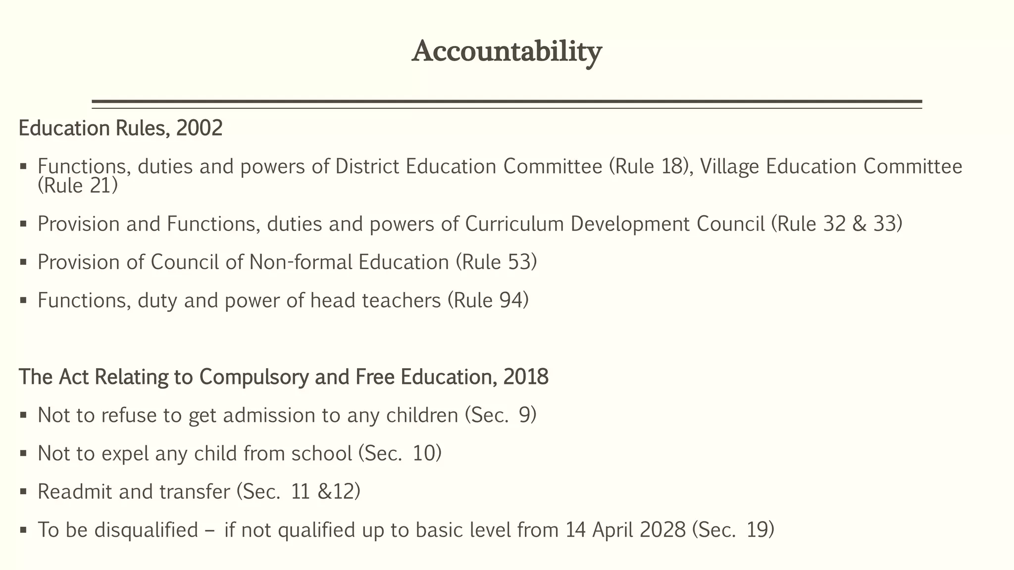 Education act and regulation in school education in nepal | PPTX