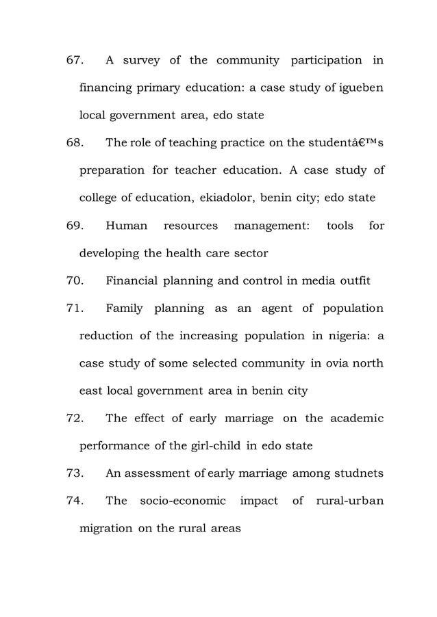 Education administration project topics and materials | DOCX