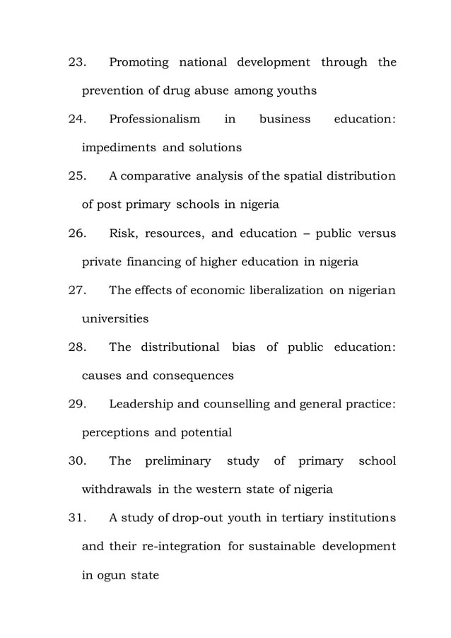 Education administration project topics and materials | DOCX
