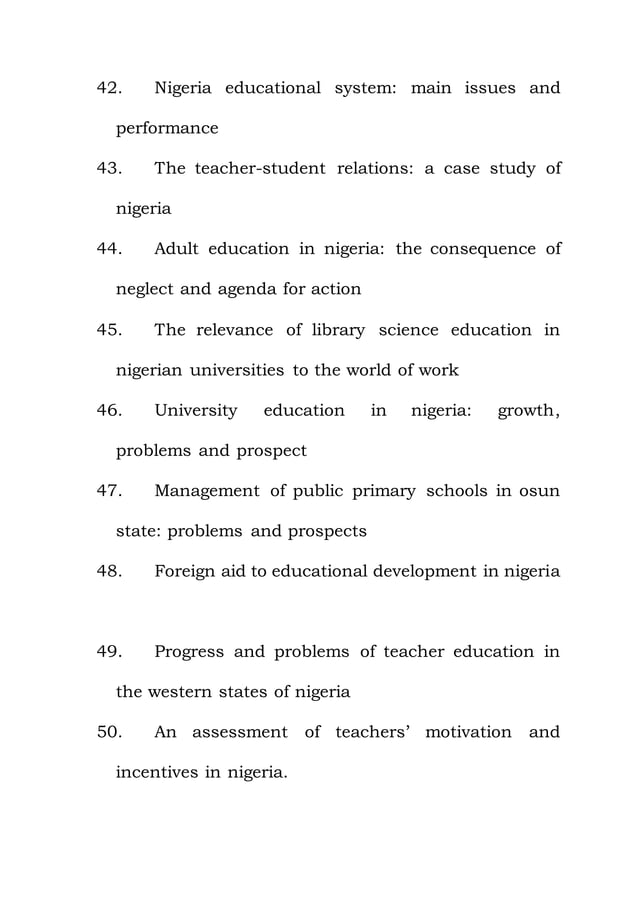 Education administration project topics and materials | DOCX