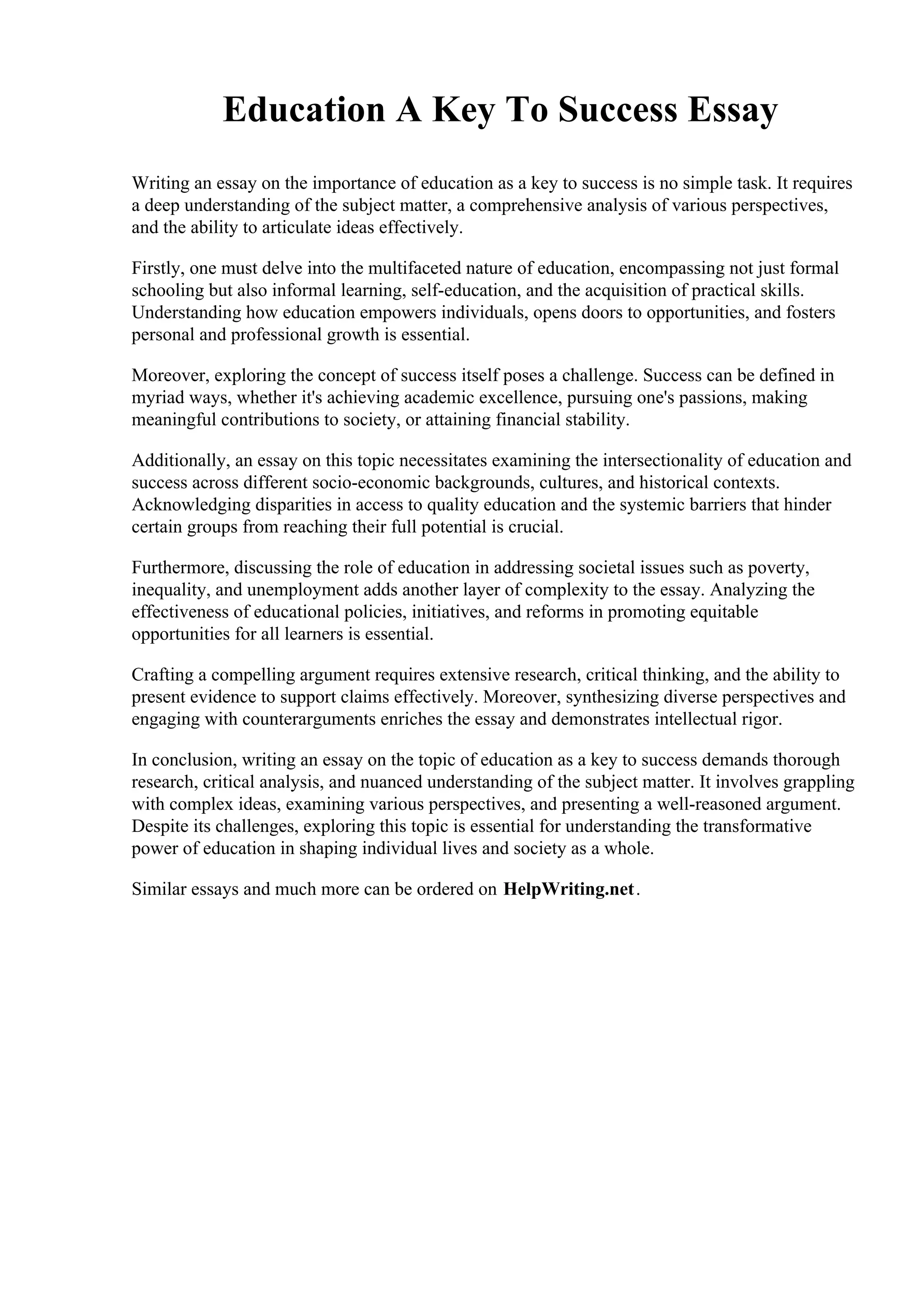Education A Key To Success Essay.pdf