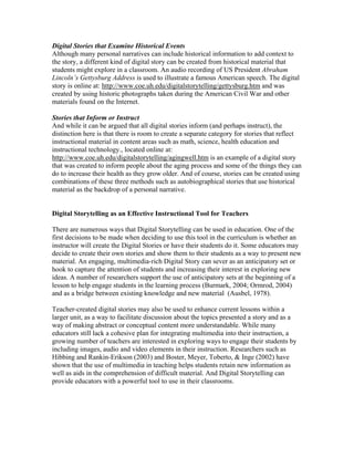 Educational uses-digital storytelling by Bernard R. Robin, University ...
