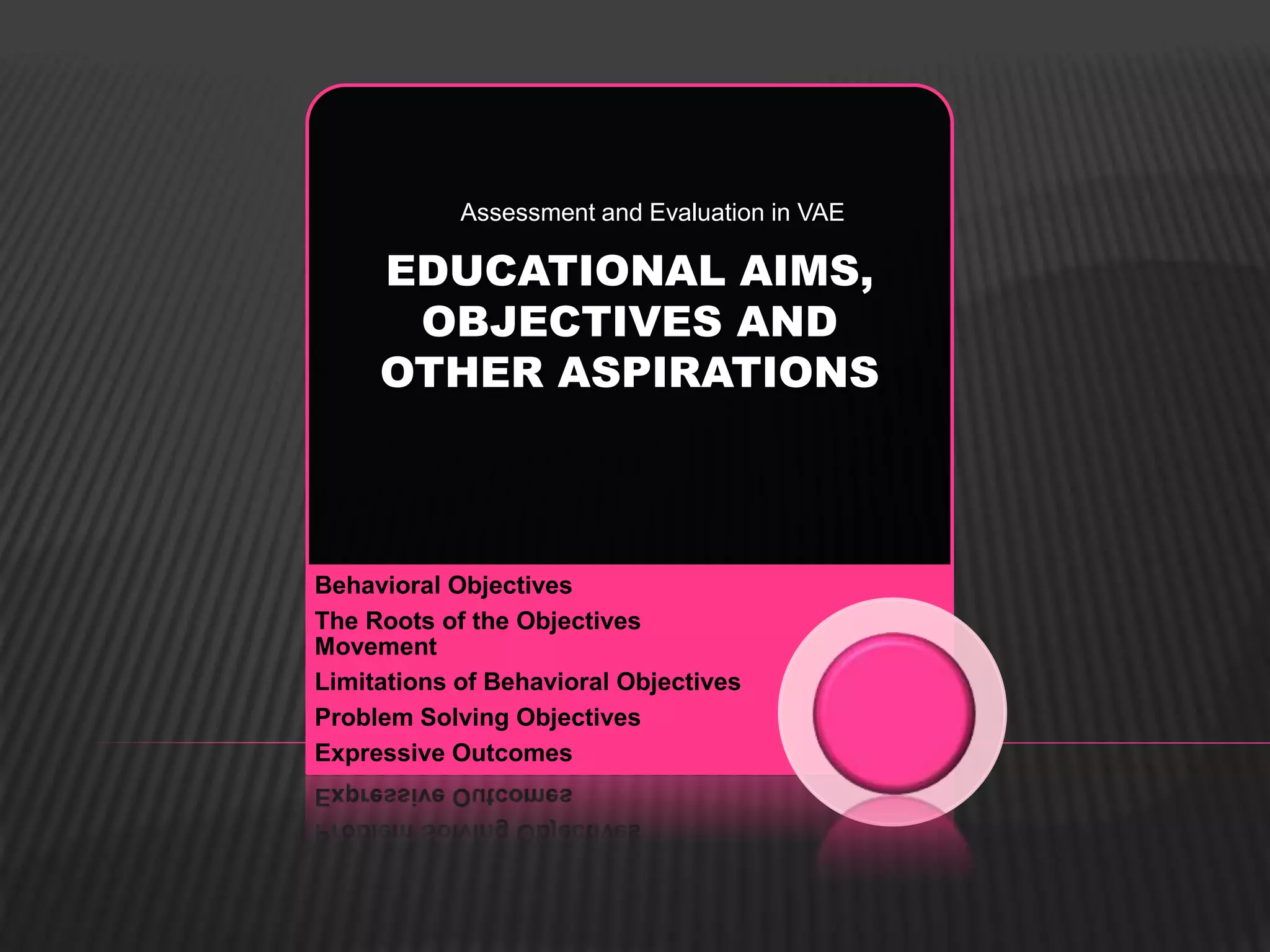 Educational Aims, Objectives and other Aspirations | PPTX