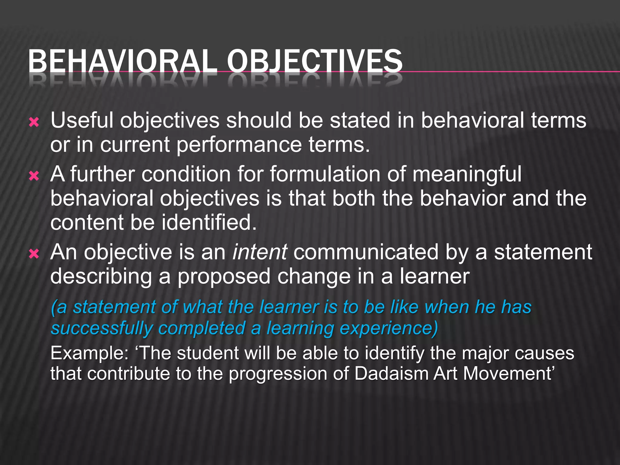 Educational Aims, Objectives and other Aspirations | PPTX