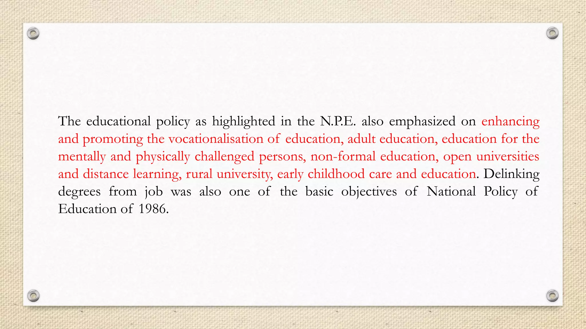 Educational aims of policy 1964 66 and 1986 | PPTX