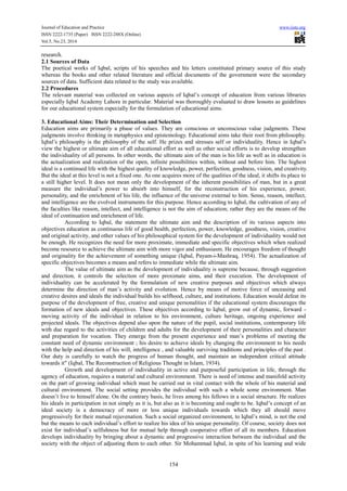 Educational aims, their determination and selection as perceived by allama dr sir muhammad iqbal ...