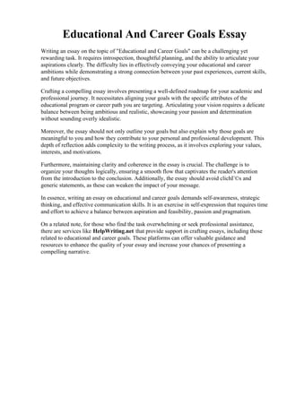 Educational And Career Goals Essay. 004 Essay Example Professional ...
