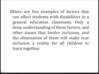Educational Barriers in Inclusive Education | PPTX