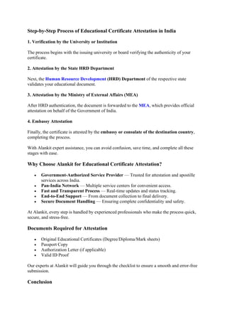 Educational Certificate Attestation in India A Complete Guide by ...