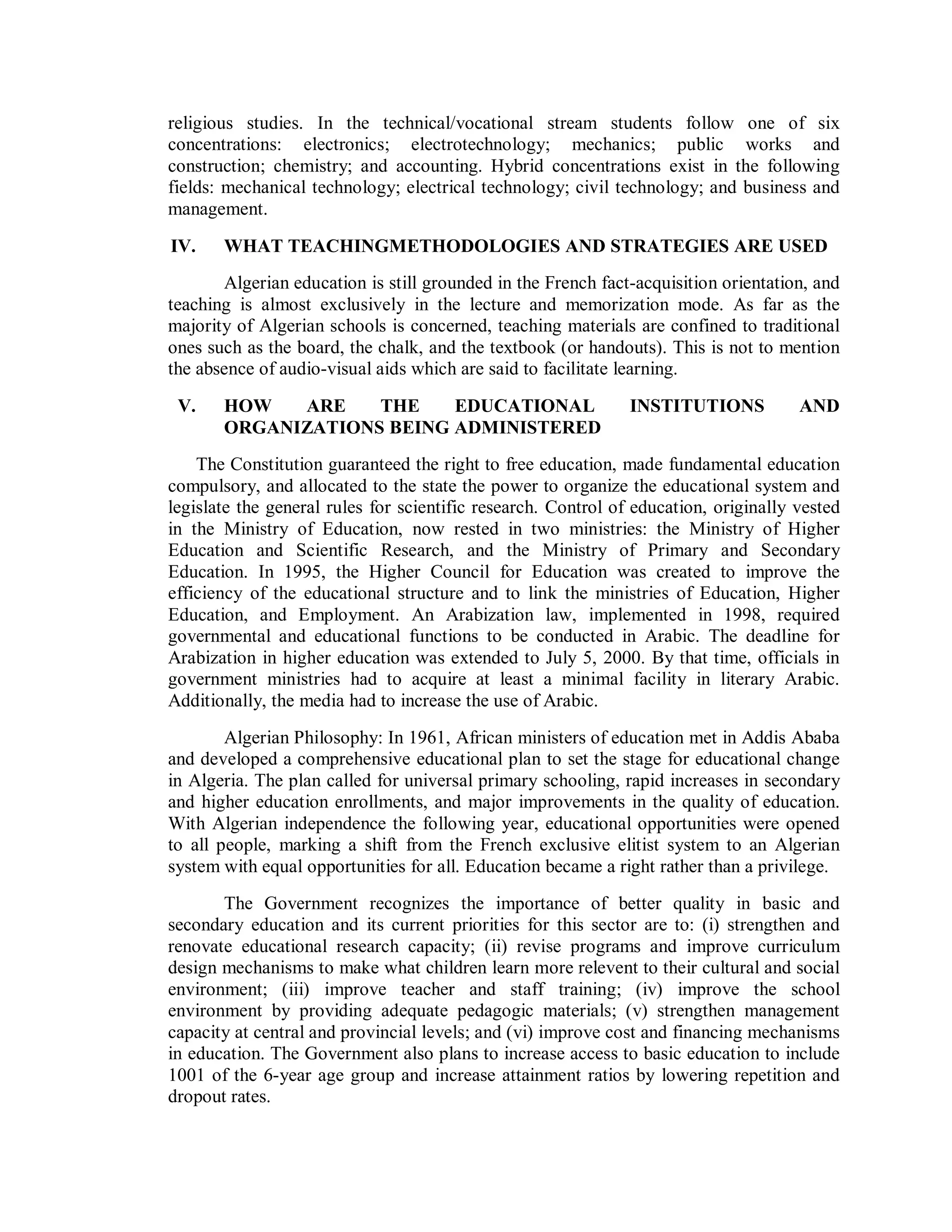 Educational Curriculum in Algeria | PDF