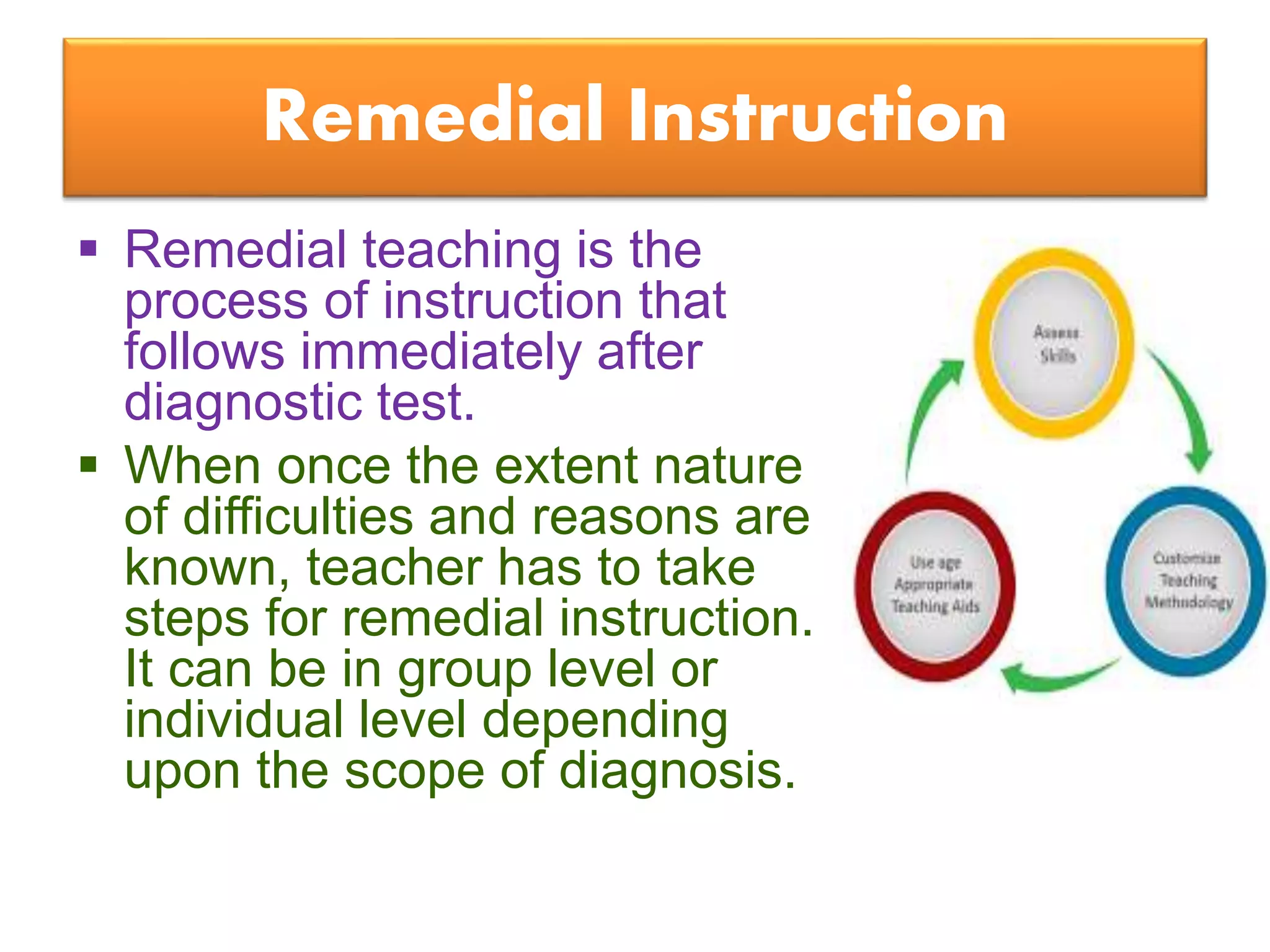 Educational Diagnosis - Diagnostic Test and Remedial Instruction | PPTX