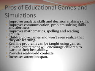 Educational games and simulations | PPTX