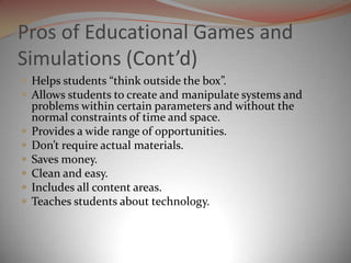 Educational games and simulations | PPTX