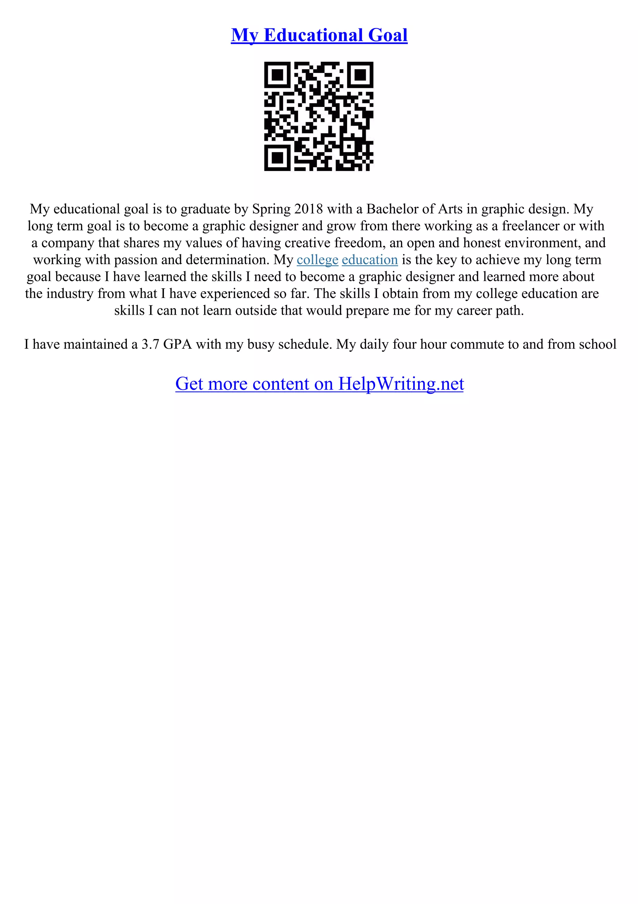 Educational Goals Essay | PDF