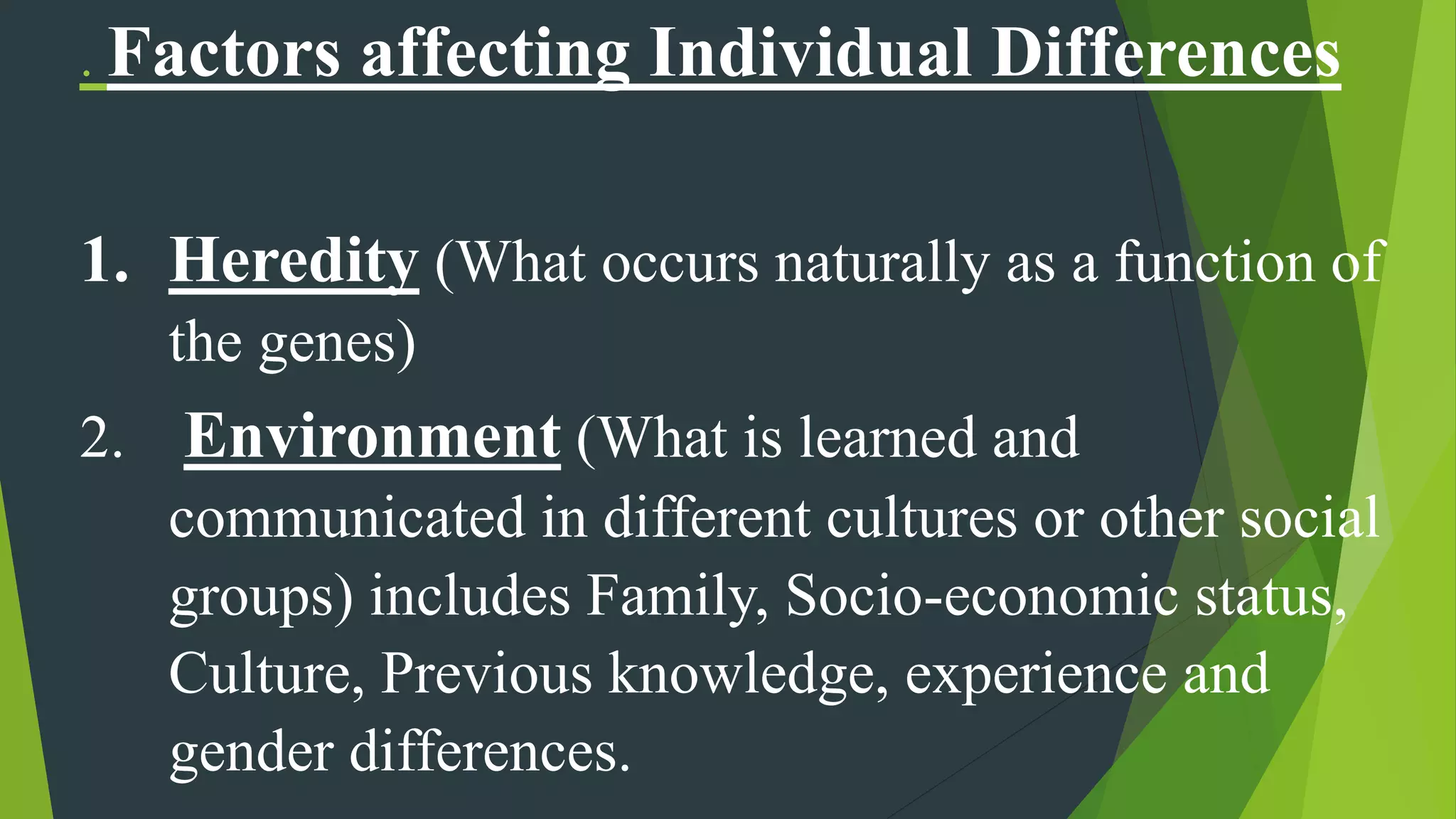 Educational implications of individual differences among students and | PPT