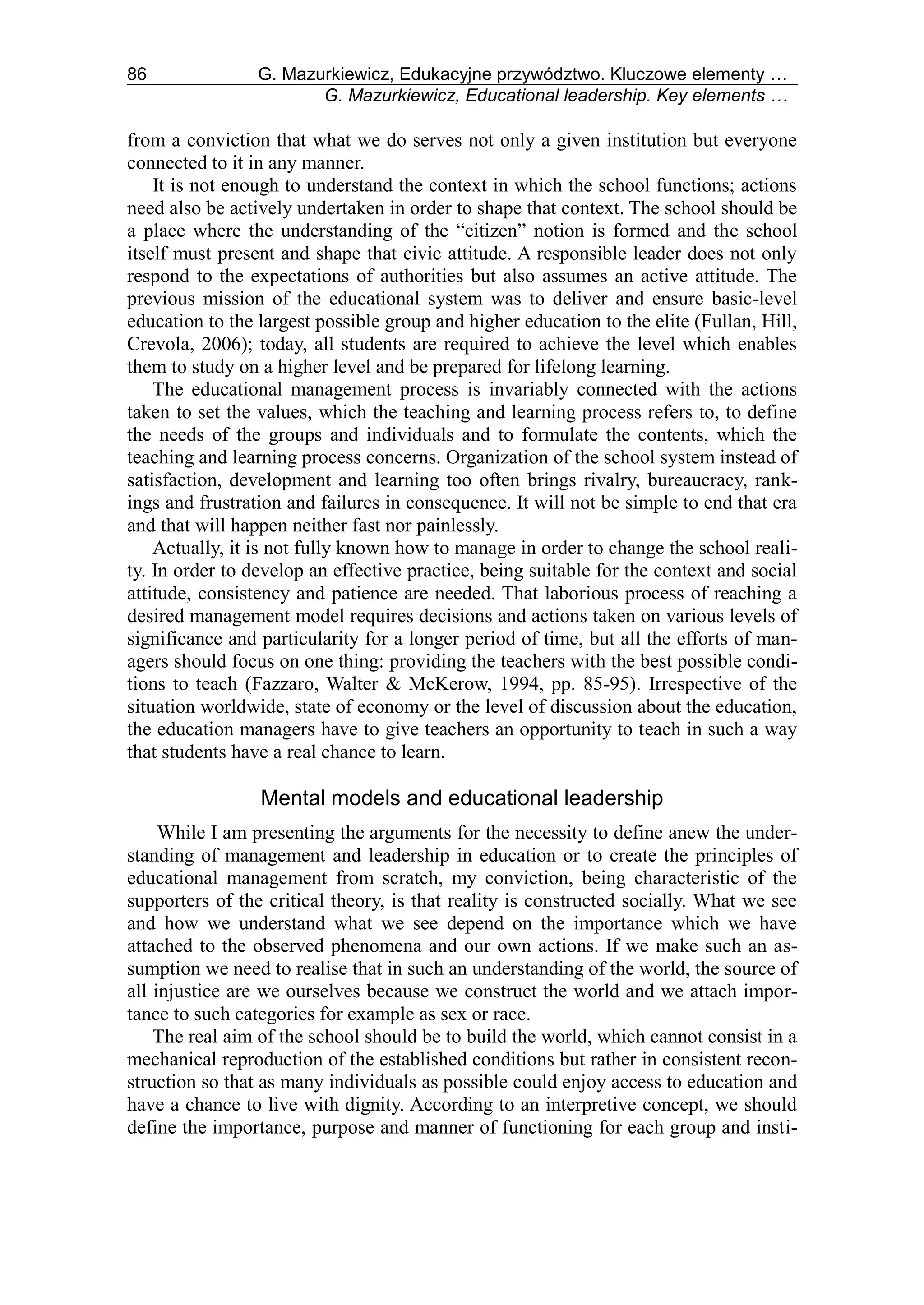 Educational leadership. key elements supporting | PDF