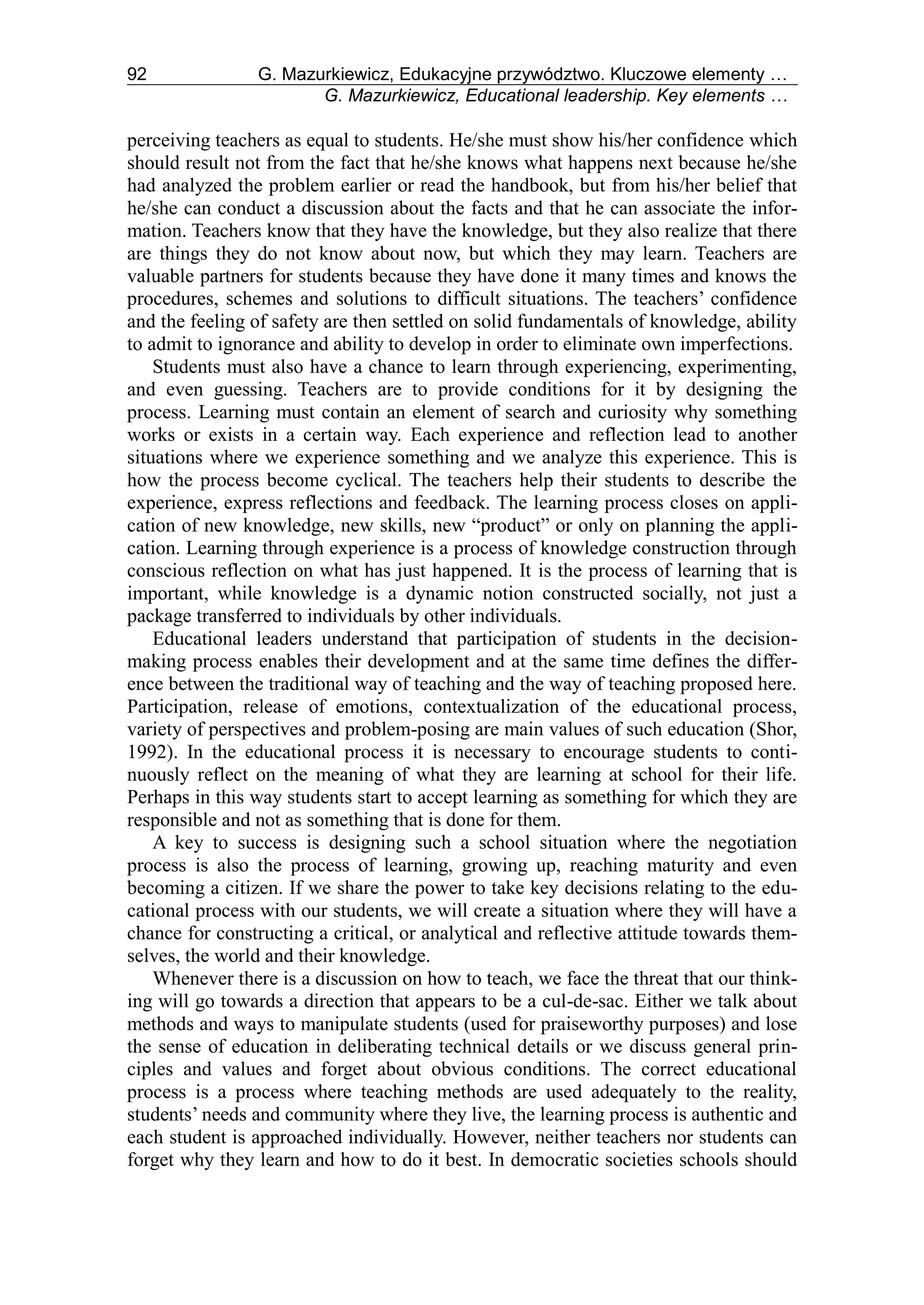 Educational leadership. key elements supporting | PDF