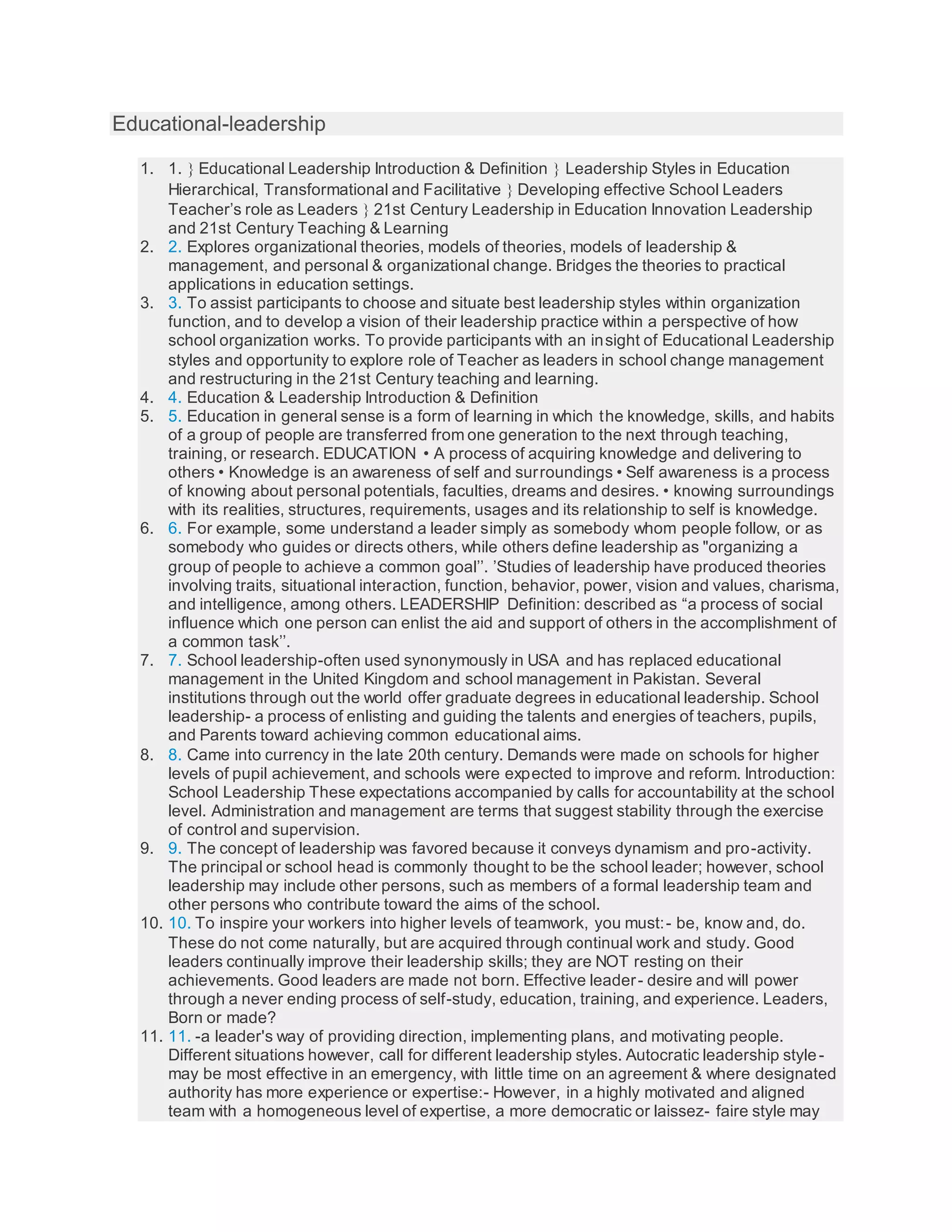 Educational leadership | DOCX