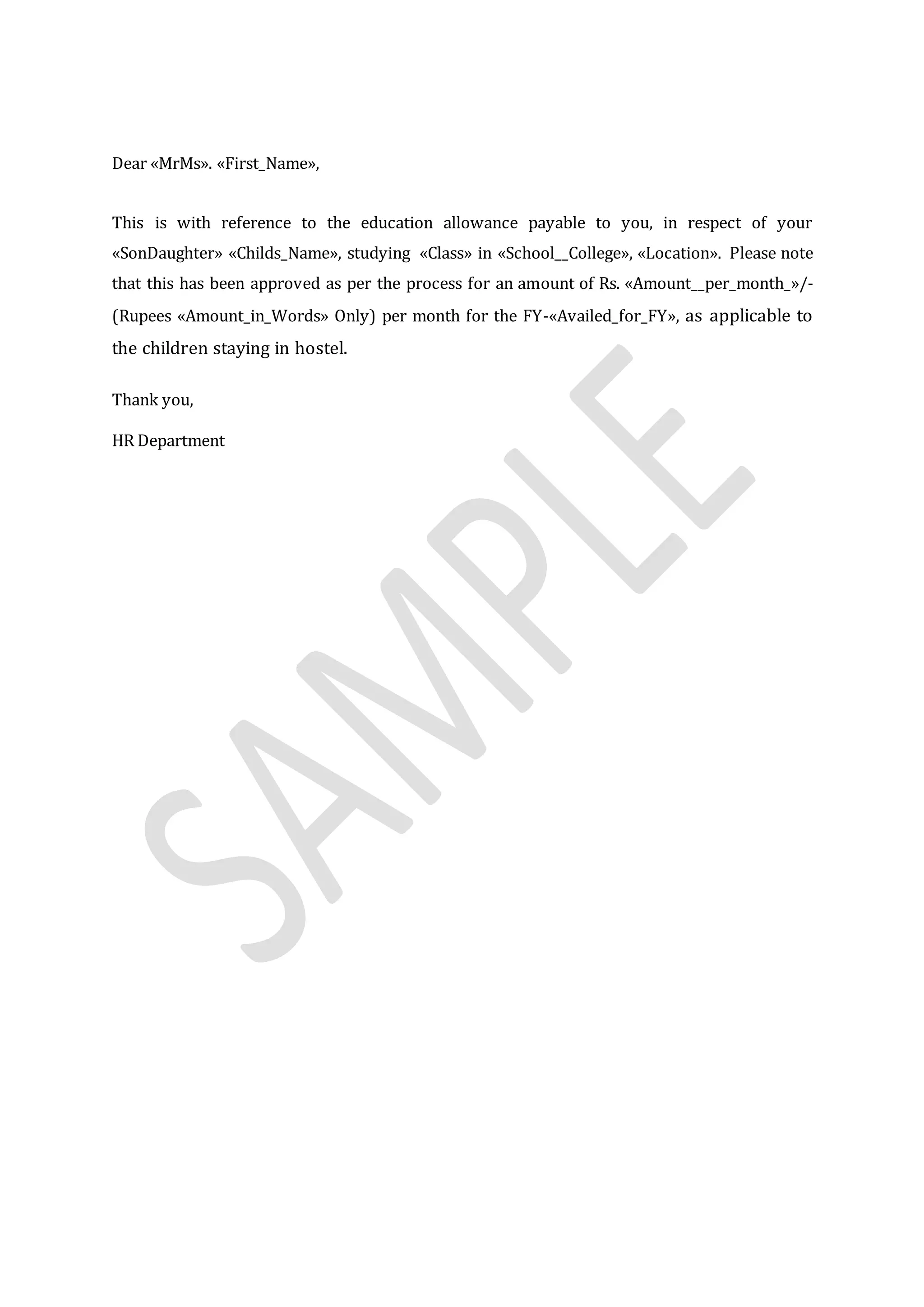 Education allowance | DOCX