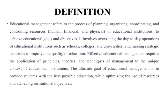 EDUCATIONAL MANAGEMENT.pptx | Professional School | Postgraduate Education
