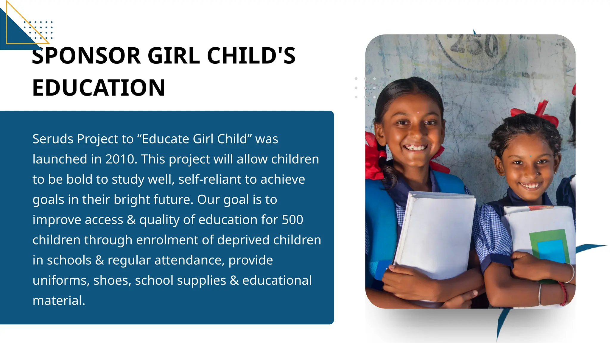 Educational Material Sponsorship For 100 Bright Students | PPT