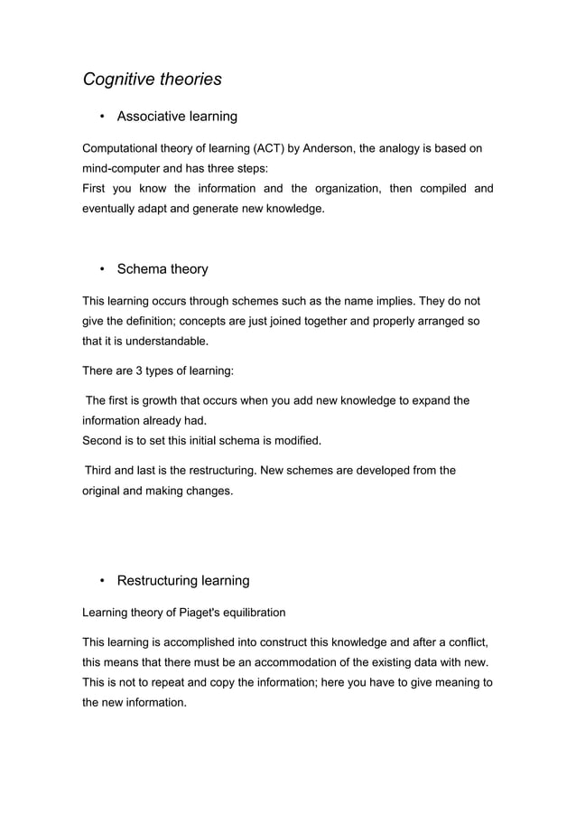 COGNITIVE THEORIES | PDF